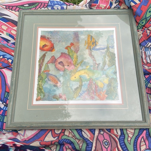Art | Colorful Aquatic Framed Matted Print Of Watercolor By Linn Done ...